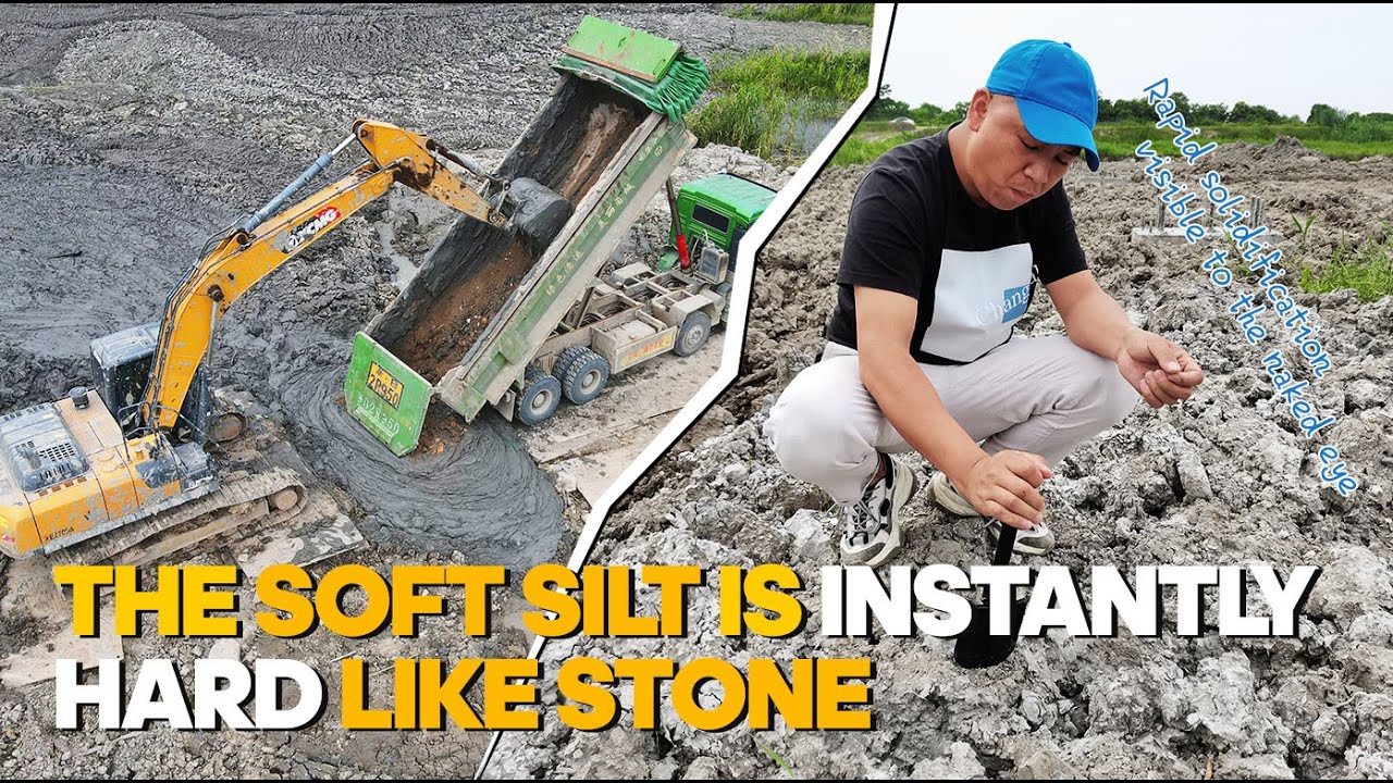 Using a soil stabilization system to solidify the silt, the soft silt ...