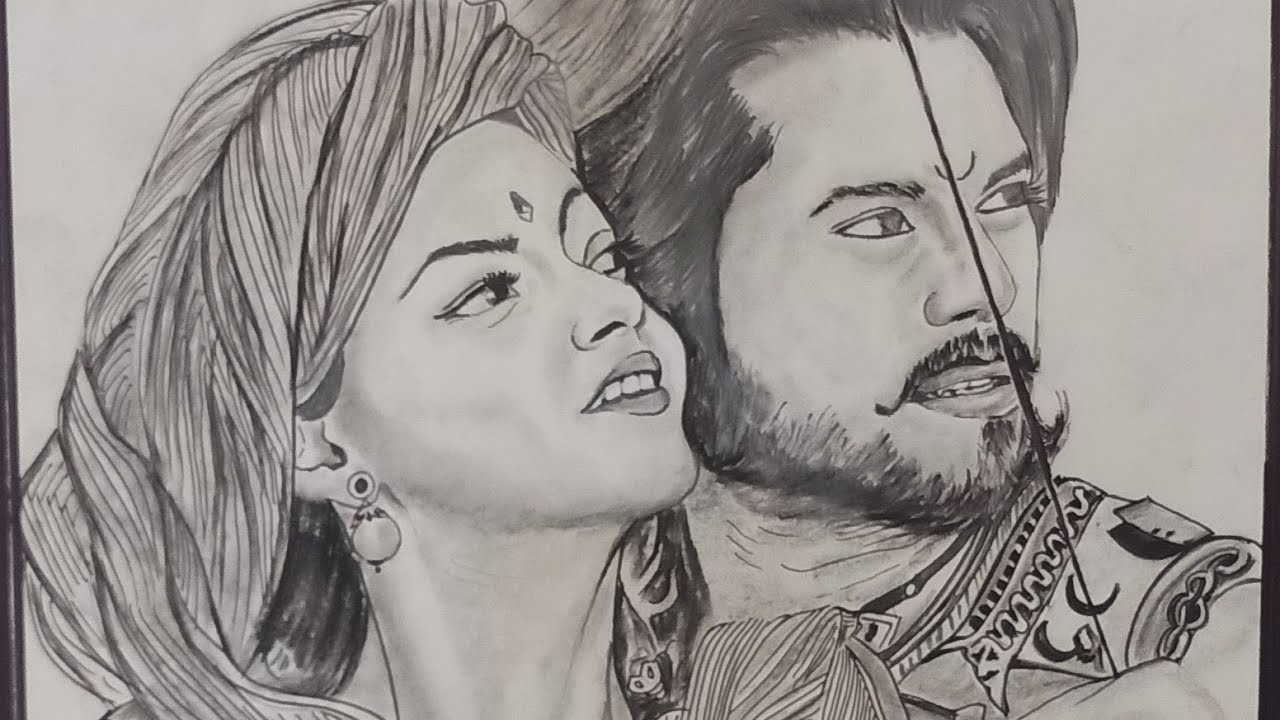 Ramcharan,Kajal Magadheera drawing step by step @ismart venky arts ...