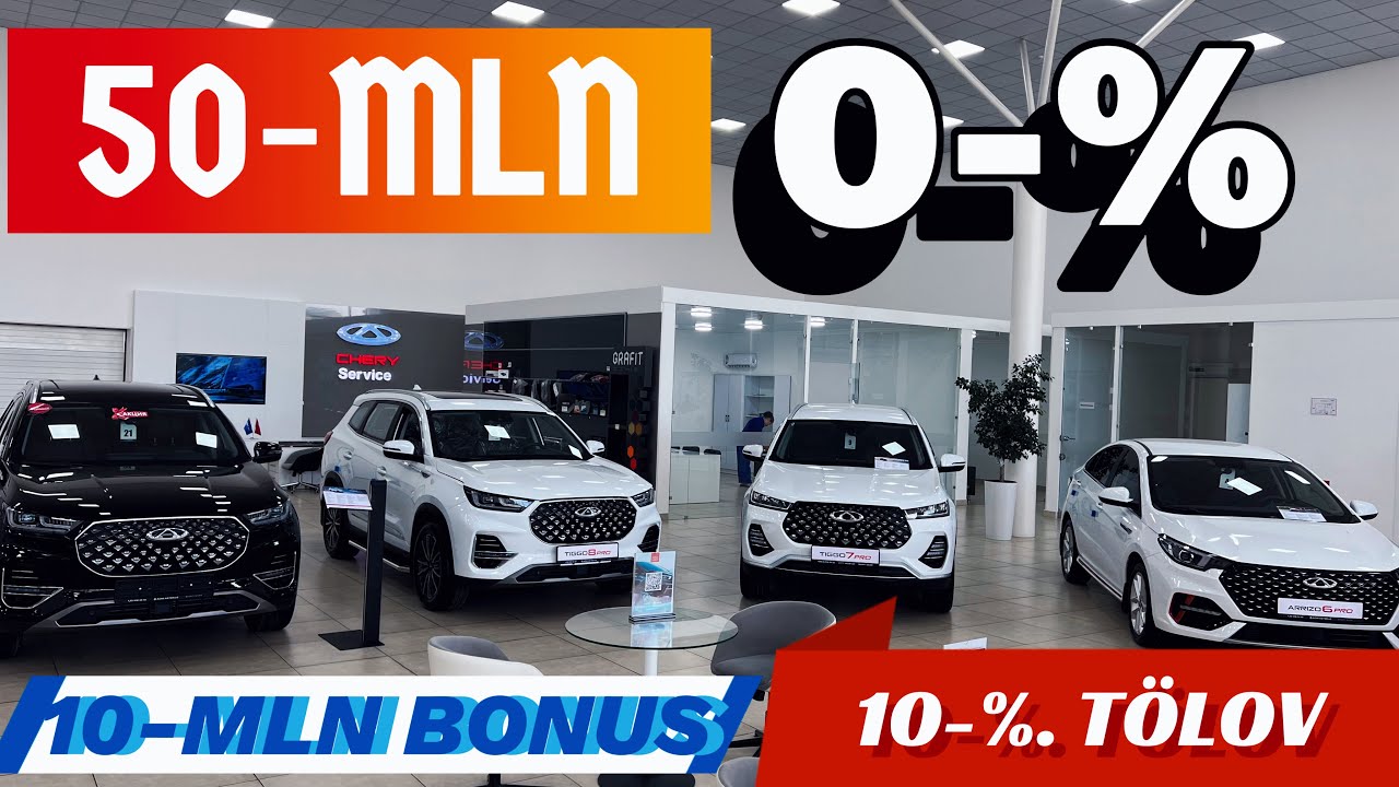 CHERY 50-MLN CHEGIRMA BOSHLANĞICH 10-% TÖLOV 10-MLN BONUS 0-% 1-YILDAN ...