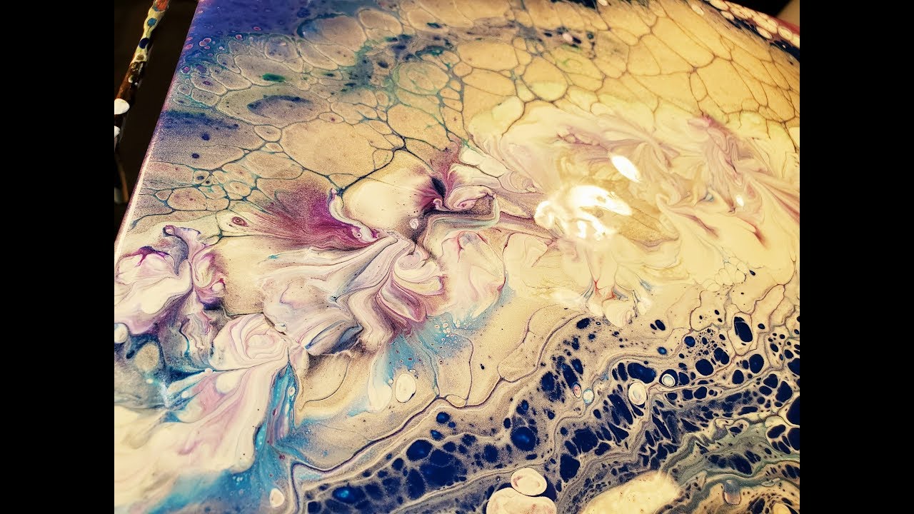 (145) Fluid Art Acrylic Pouring: Open Cup Pour with Cloud Effect ...