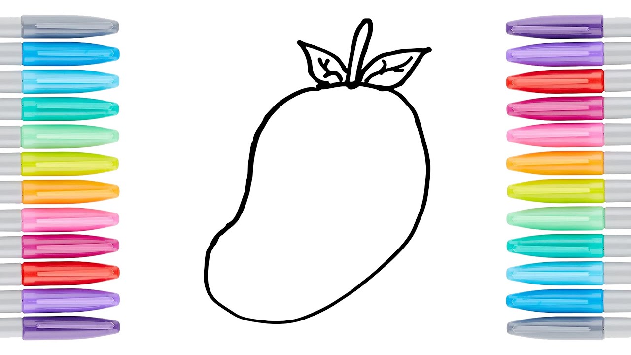 learn to draw and color mango for children and toddlers #10 - YouTube