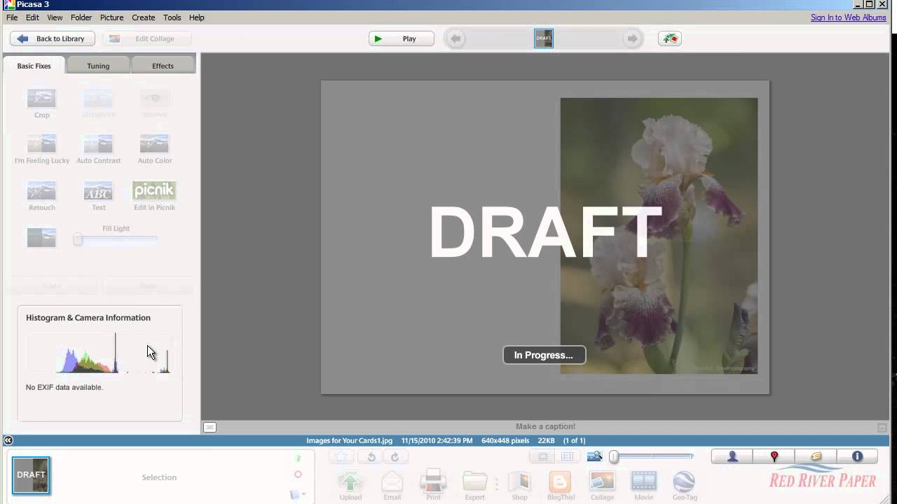 Picasa Tutorial - Photo note card setup and printing Windows HP printer ...