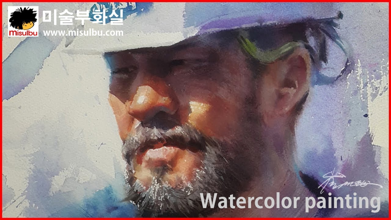 Watercolor portrait painting/인물수채화/misulbu/水彩画/水彩畫 - YouTube
