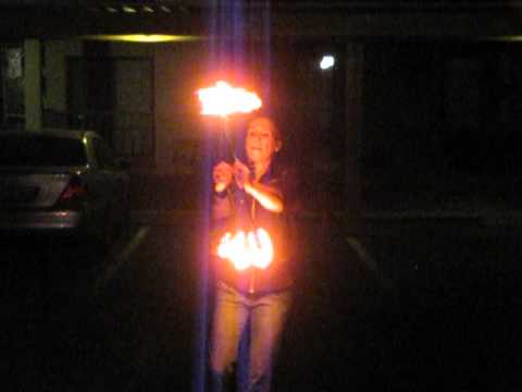 Fire twirling practice with Amy Zeal coached by David Funk - YouTube