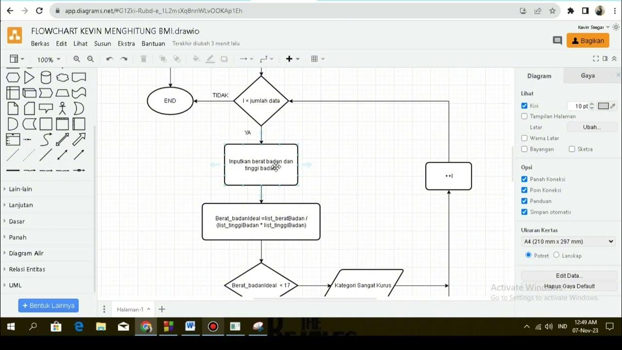 Tugas Flowchart Dari Program Menghitung Berat Badan (BMI) - YouTube