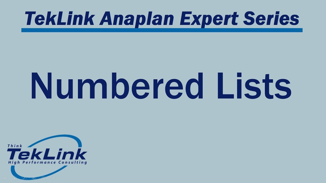 Numbered Lists in Anaplan - YouTube