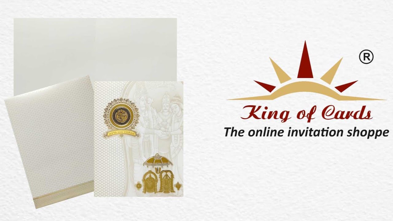 White Floral Balaji Padmavathi Card With Ganesha Sticker Invitation ...