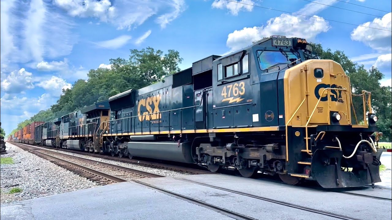 CSX EMD SD70MAC 4763 Leads I025-09 at Dyal Hill, FL - YouTube
