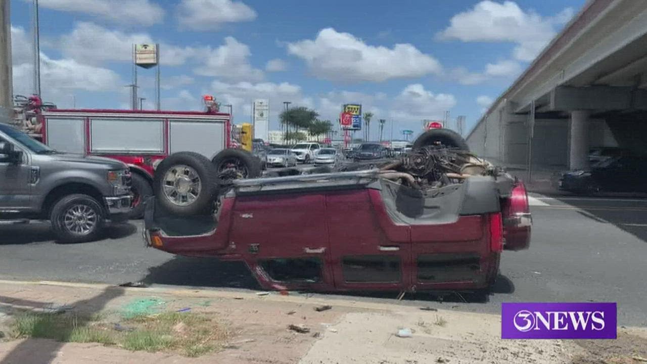 Hummer rollover blocks traffic under highway - YouTube