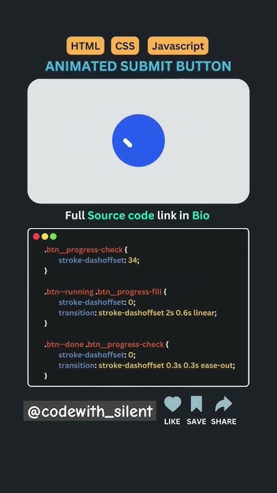 Animated Submit Button Html Css Js Shorts Animation Button Youtube