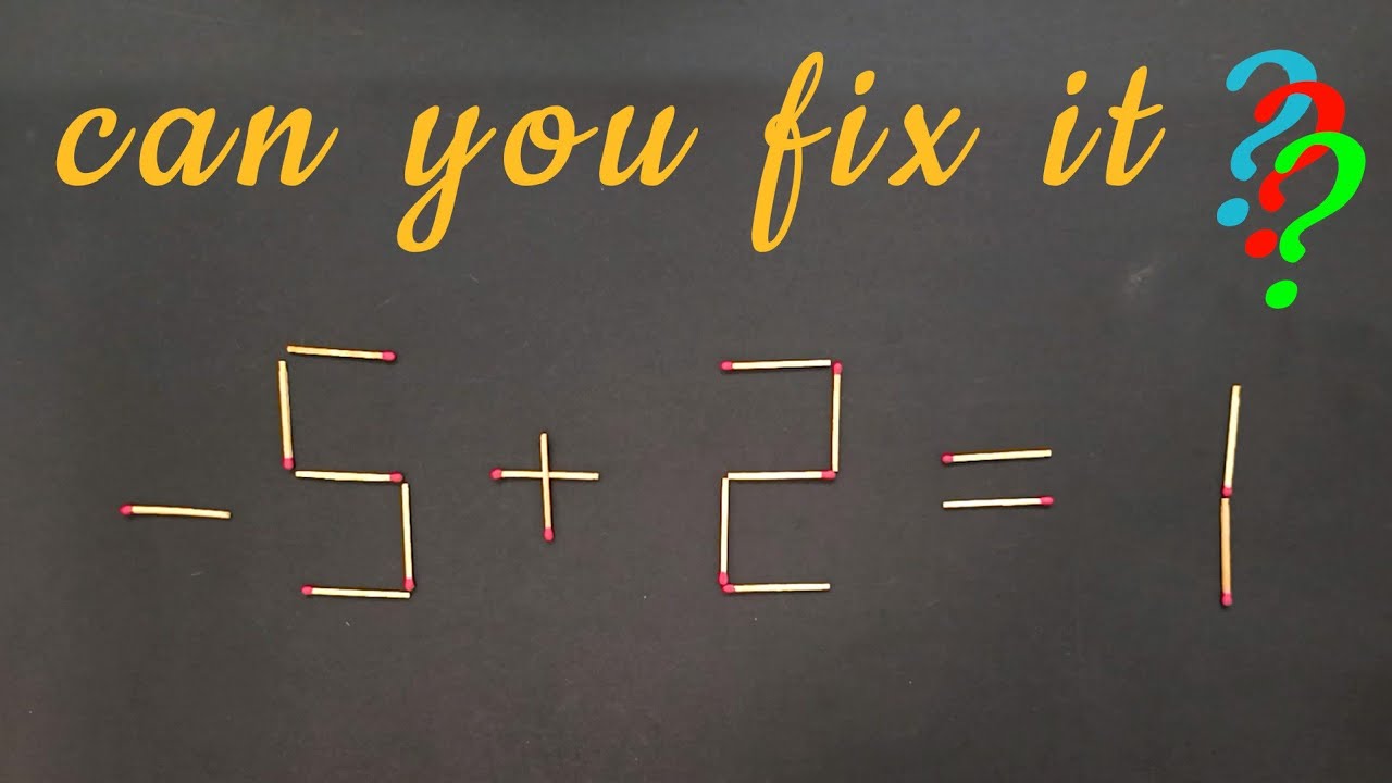 Move 1 Stick To Fix The Equation - Matchstick Puzzle can you fix ...
