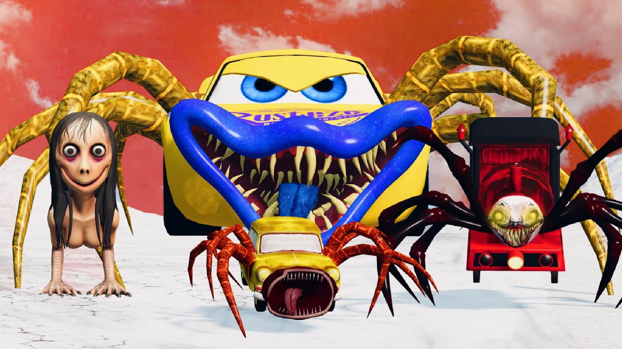 Epic battle between Lightning McQueen Eater VS Momo & Choo-Choo Charles ...