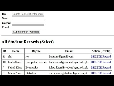 PHP MySQL CRUD Insert, Update, Delete, Select in One Page - YouTube