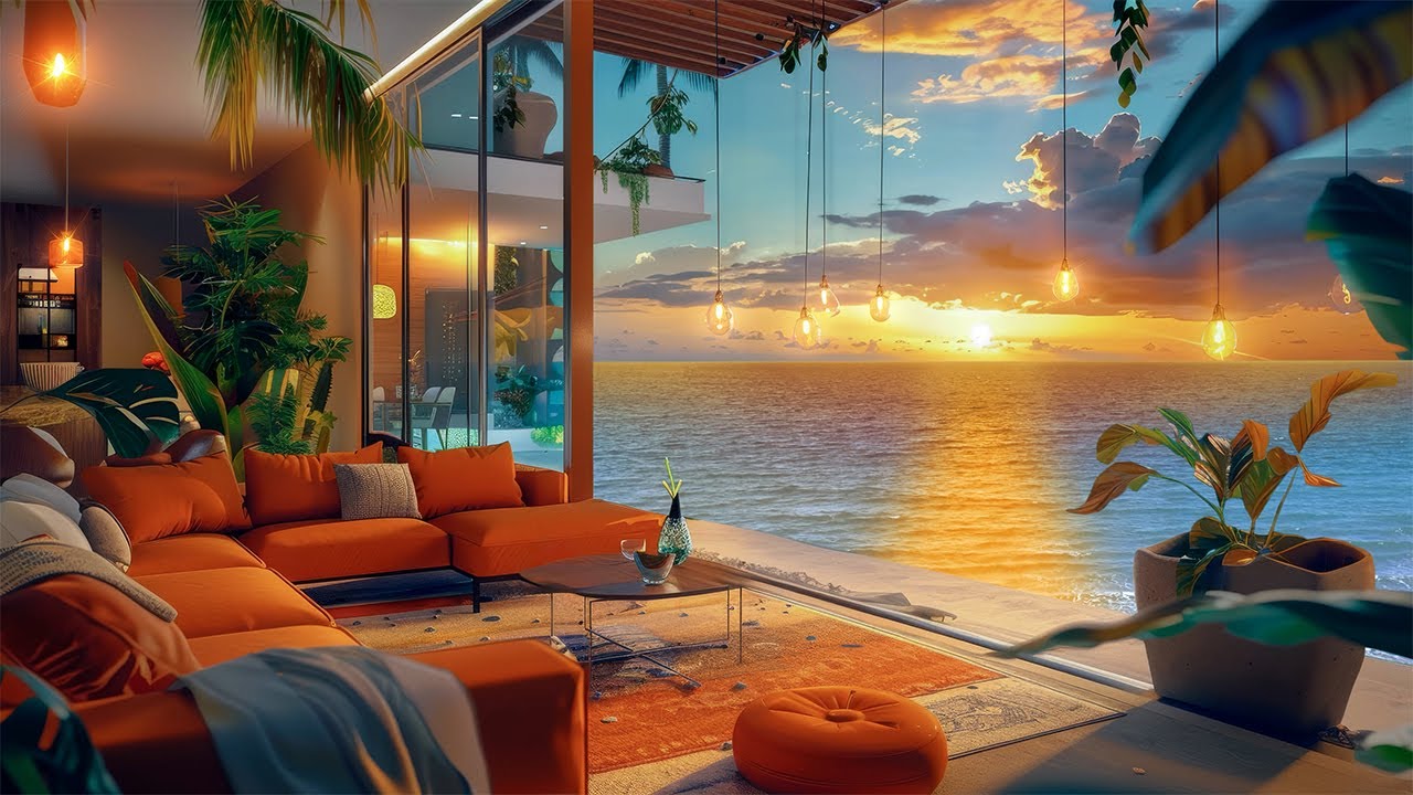 Smooth Jazz Evening by the Seaside: Unwind in Cozy Porch Ambience with ...