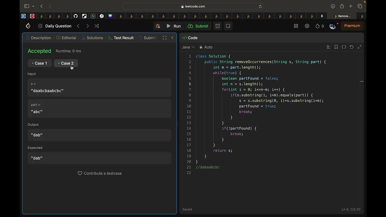 1910. Remove All Occurrences of a Substring - YouTube