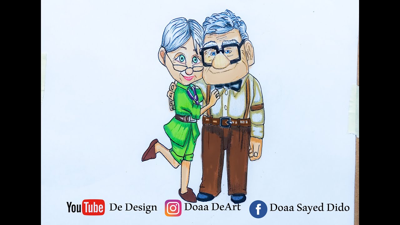 carl and ellie up movie drawing by Doaa sayed Dido - YouTube