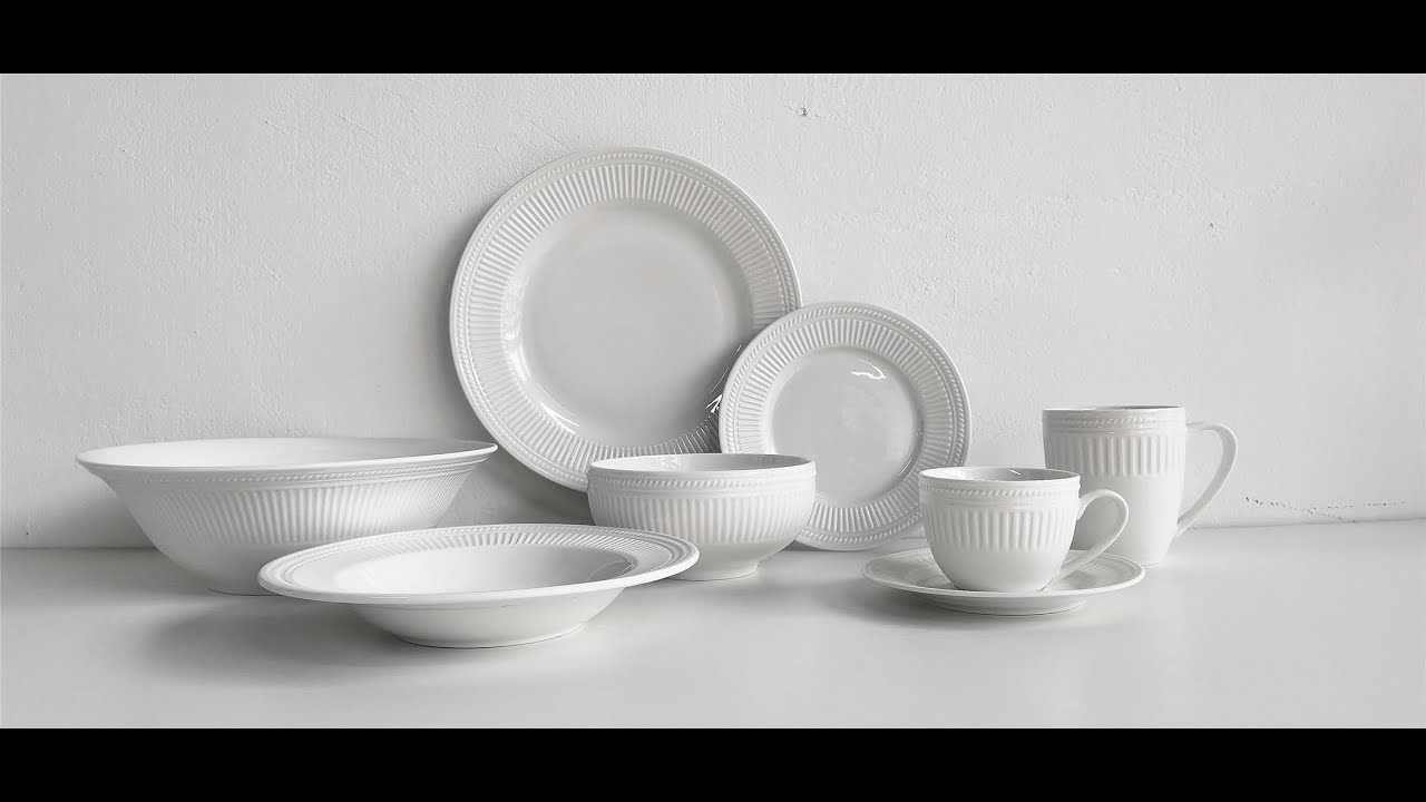 porcelain dinnerware wholesale embossed dots & lines pattern QUEENZA ...
