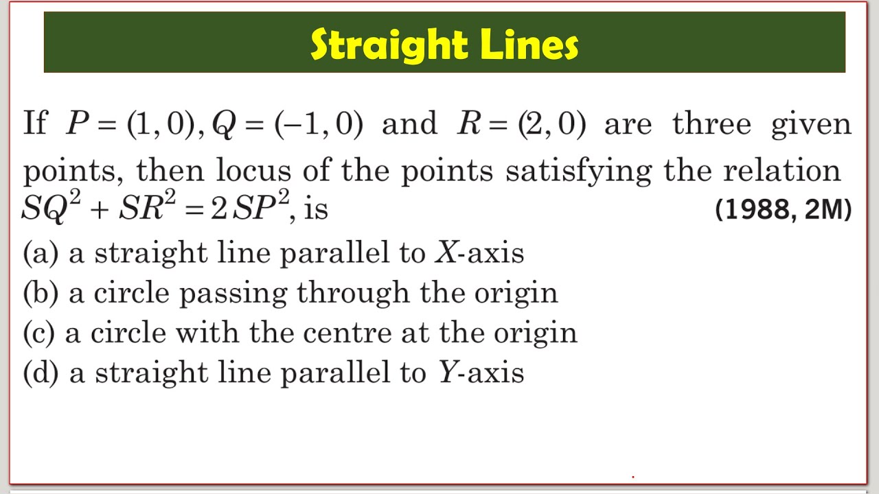How to find locus basic conditions on distance from 3 points, IIT JEE ...