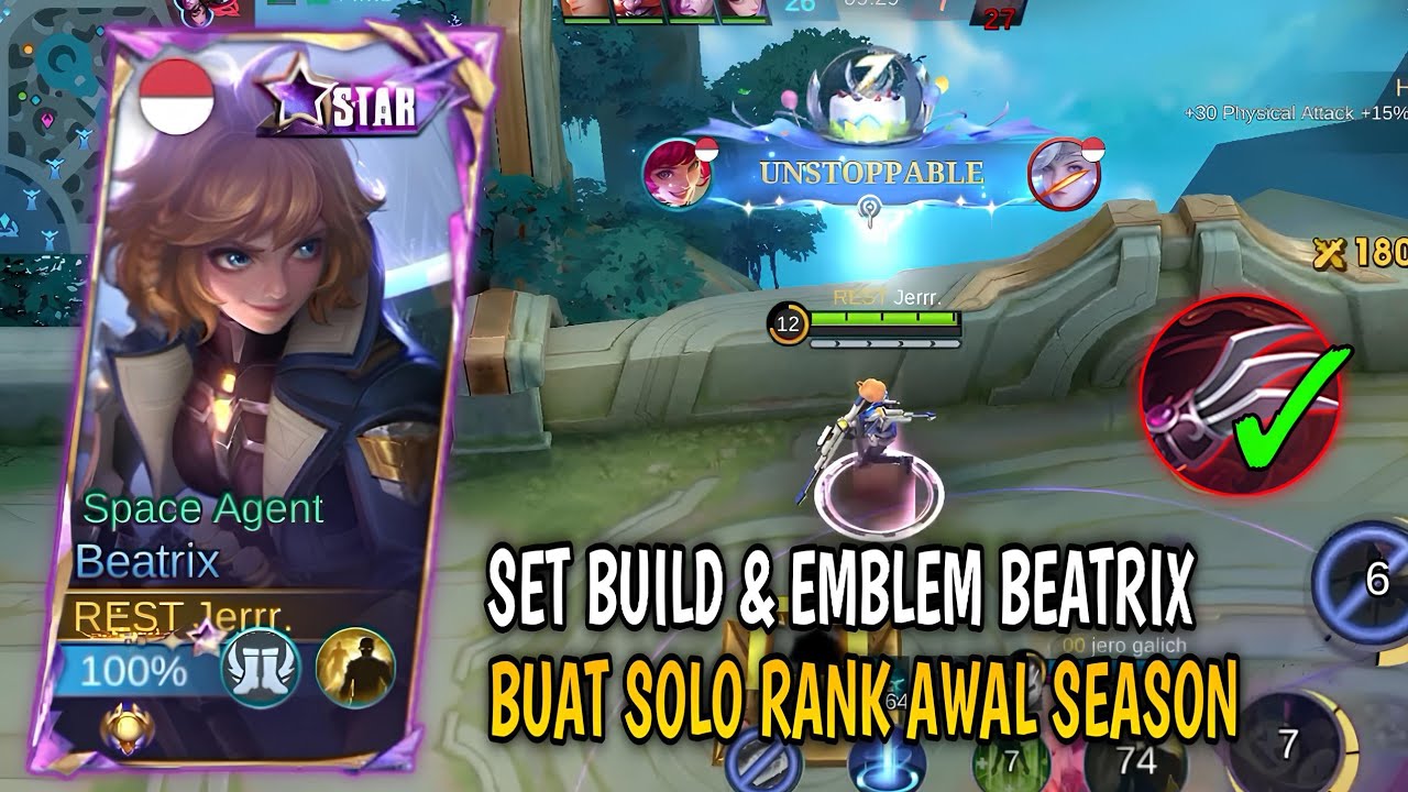 19 KIL! SETINGAN BUILD & EMBLEM BEATRIX INI COCOK BANGET BUAT SOLO RANK ...