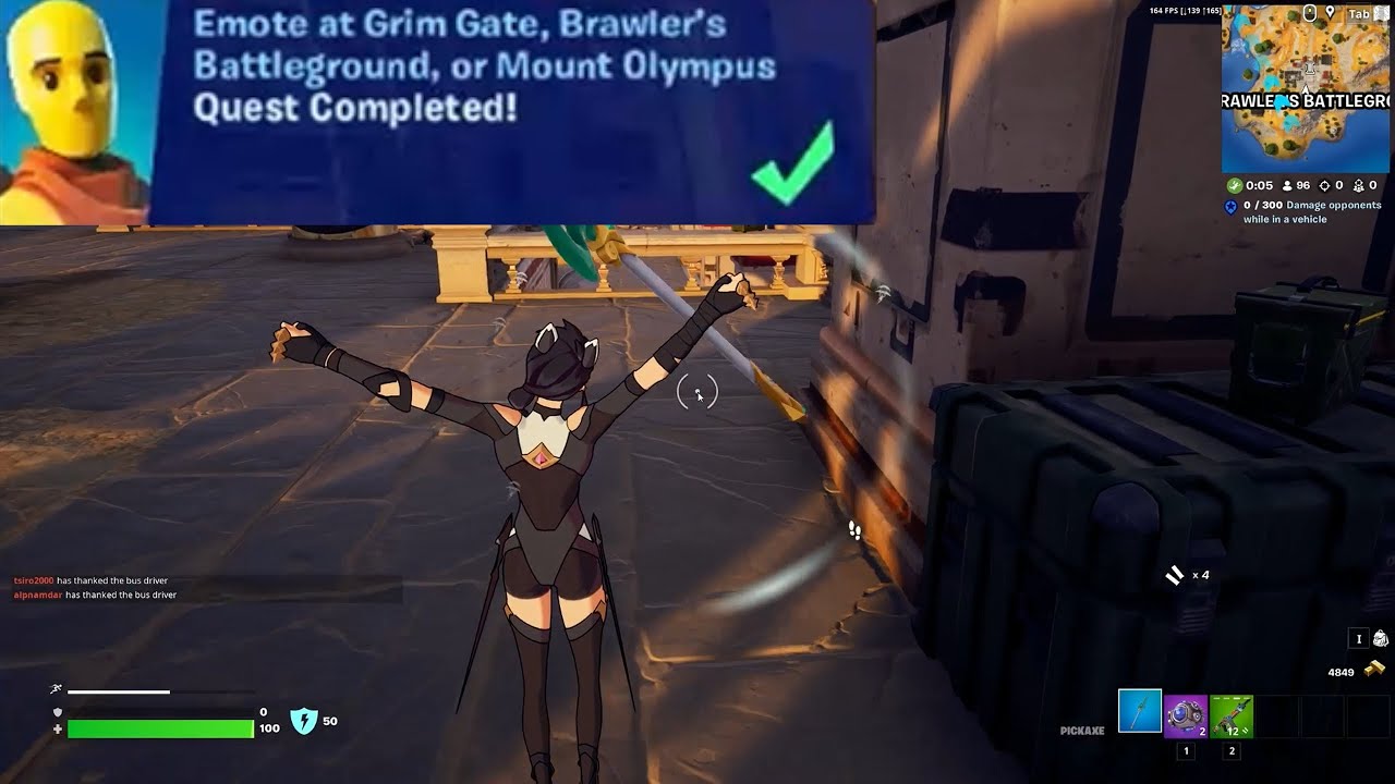 Emote at Grim Gate Brawlers Battleground or Mount Olympus Fortnite ...