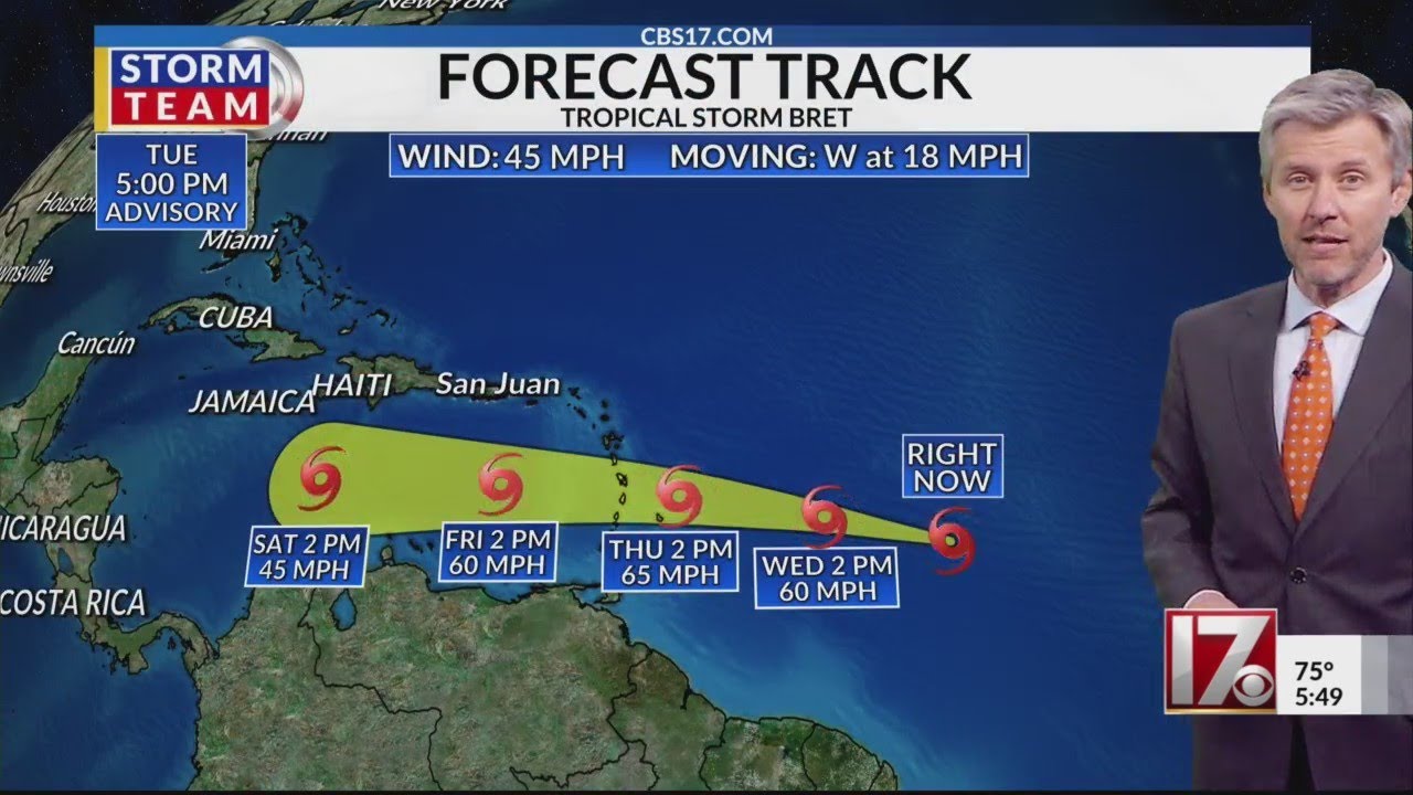 Tracking Tropical Storm Bret Tuesday June 20 2023 - YouTube