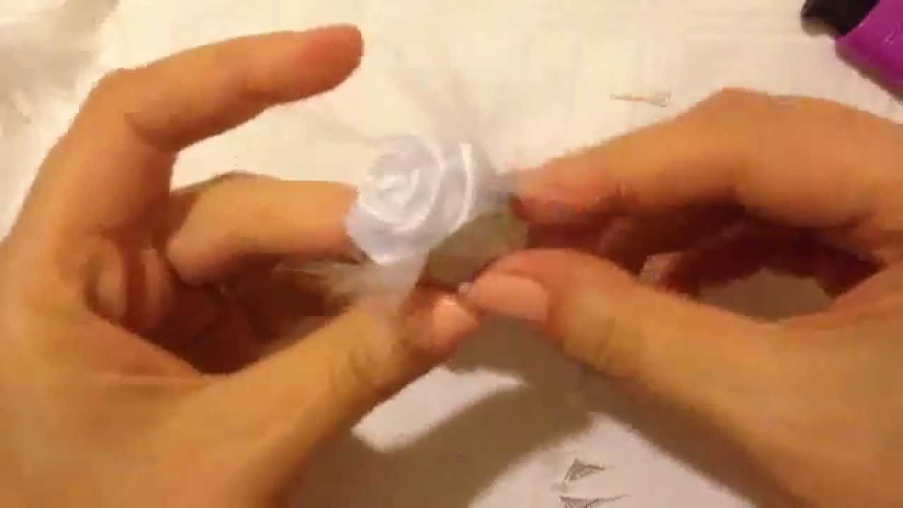 DIY, White Ribbon Rose, Tutorial, How to Make - YouTube