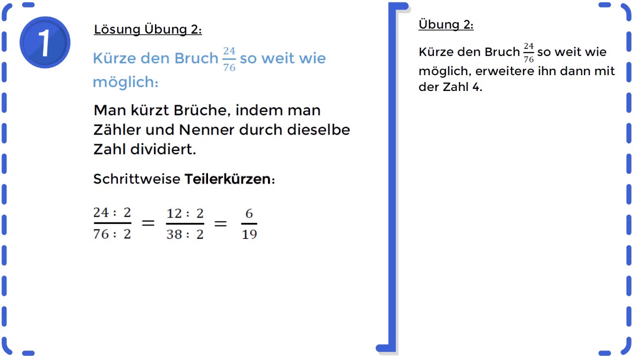 Bruchrechnung - Brüche kürzen und erweitern - Übung 2 | *NEUES KONZEPT ...