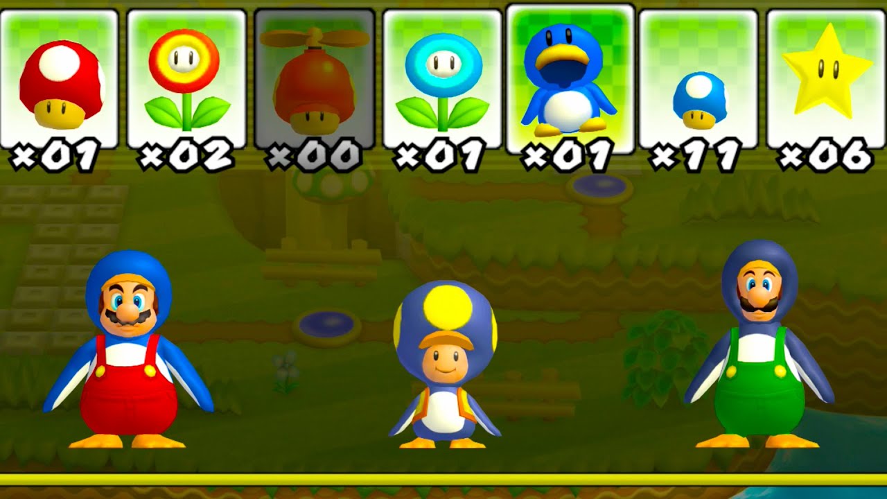 New Super Mario Bros. Wii – All Castles 3 Players Walkthrough Co-Op ...