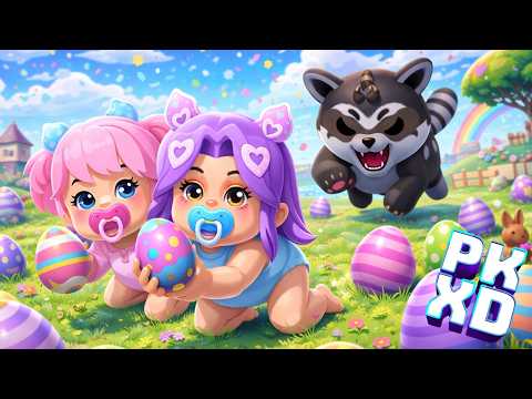 AS BEBÊS NATY e KEKE tentam SALVAR os OVOS de PÁSCOA do GUAXINIM do MAL - PK XD