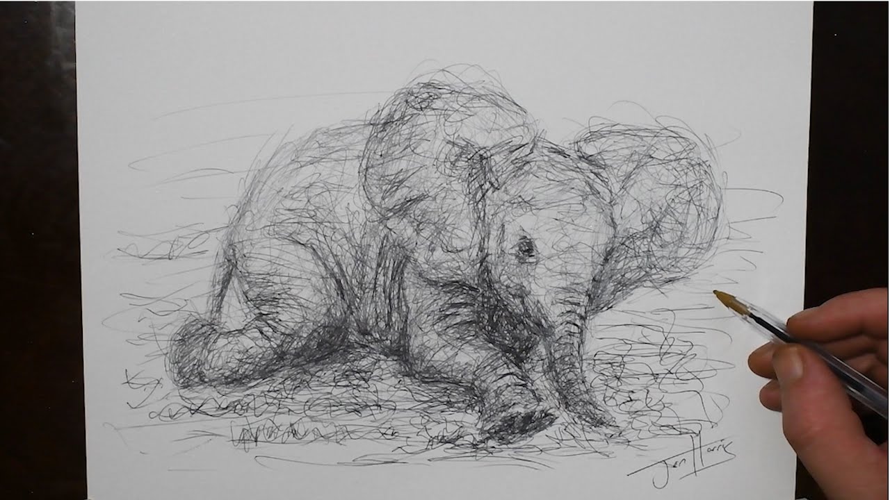 How to Draw a Cute Baby Elephant | Cool Scribble Art Style - YouTube