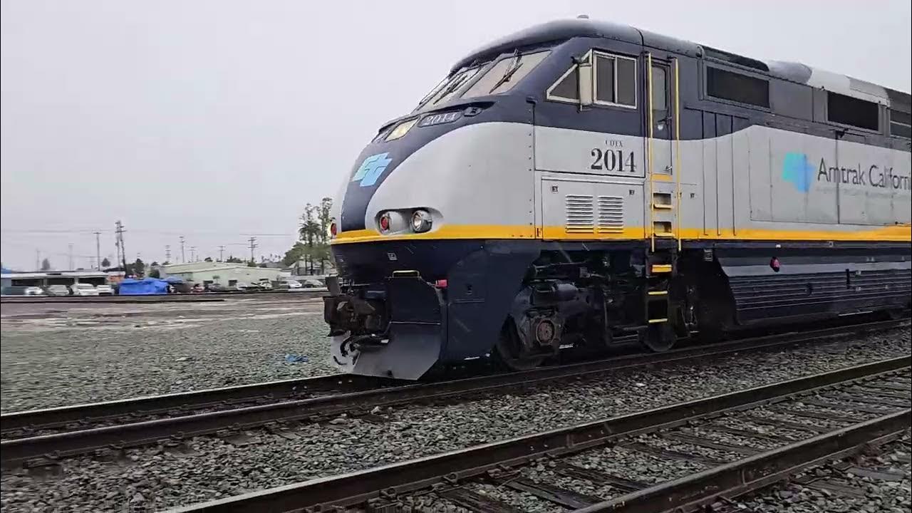 Amtrak CDTX 2014 F59PHI leading San Joaquin 713 at Stockton Diamond - YouTube