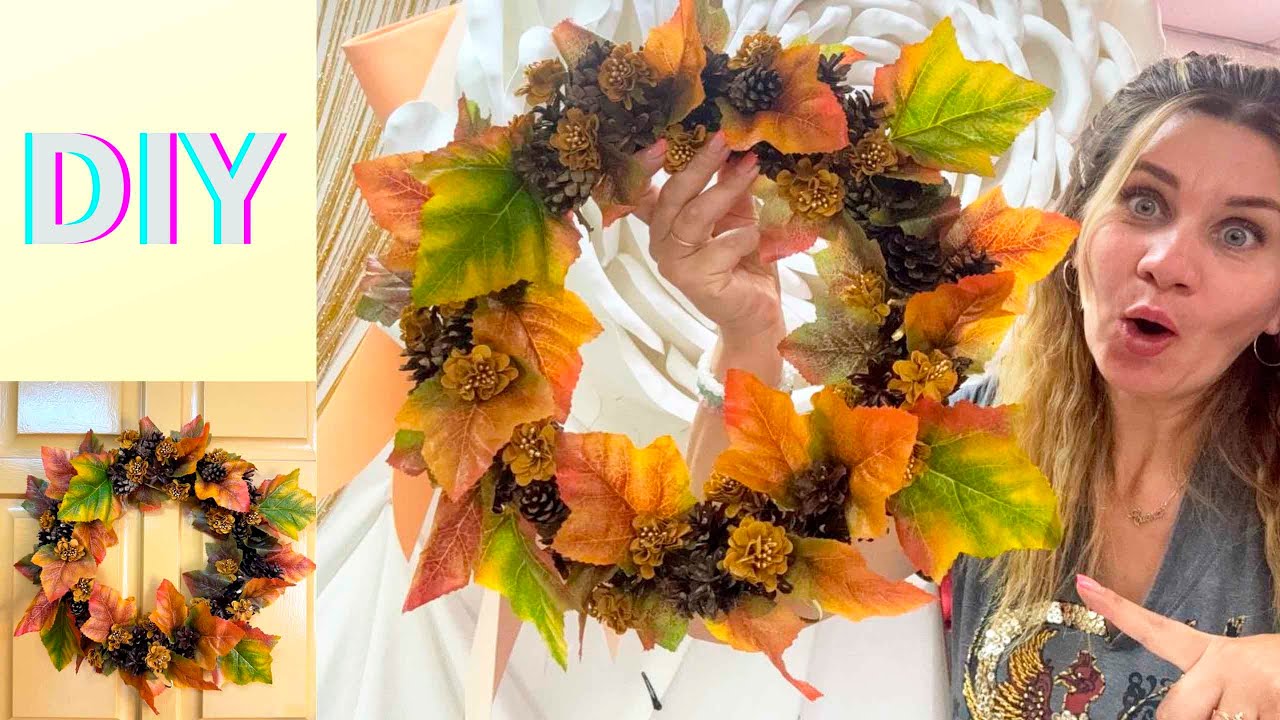 How to make an autumn wreath with bright autumn leaves. Autumn wreath ...