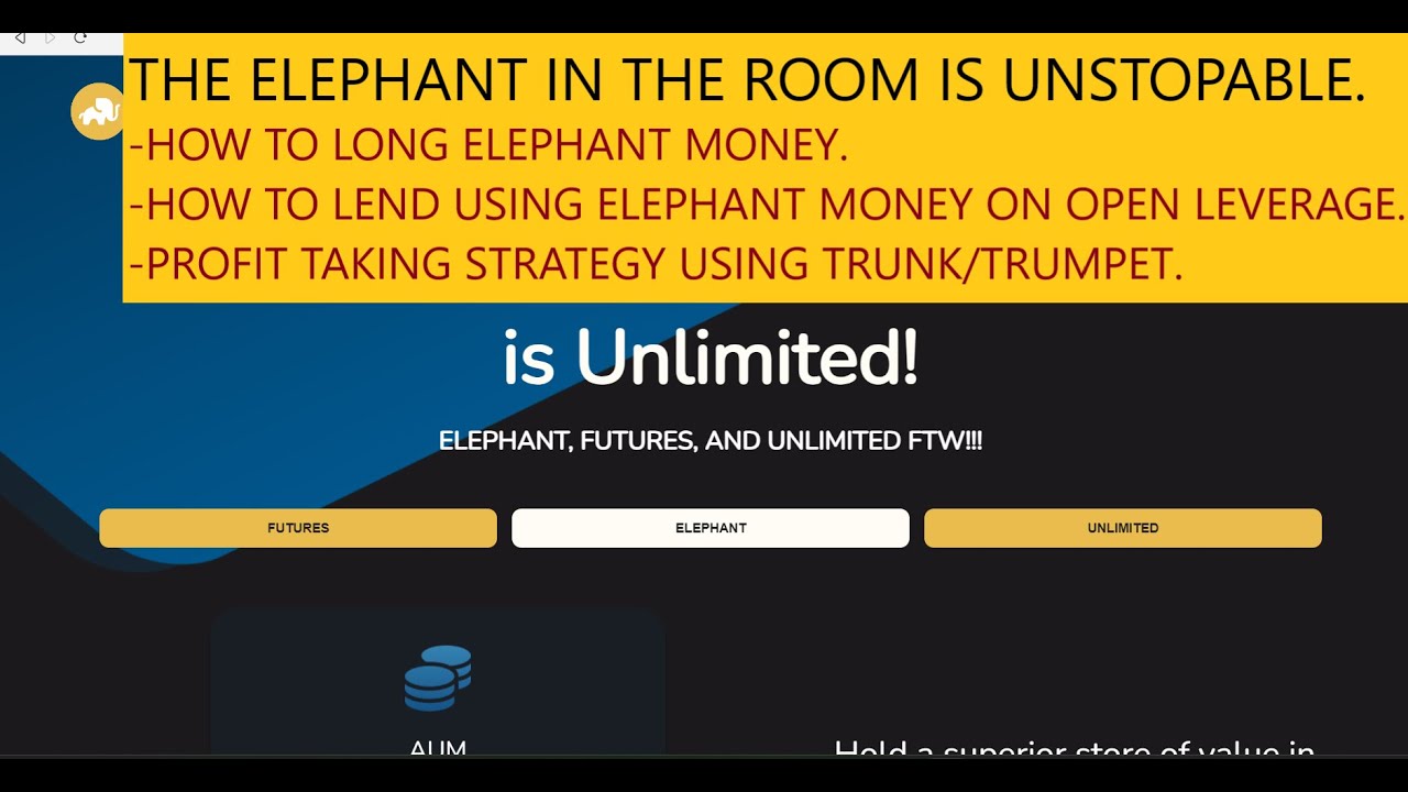 elephant money LONG POSITION, lending and future strategies. - YouTube