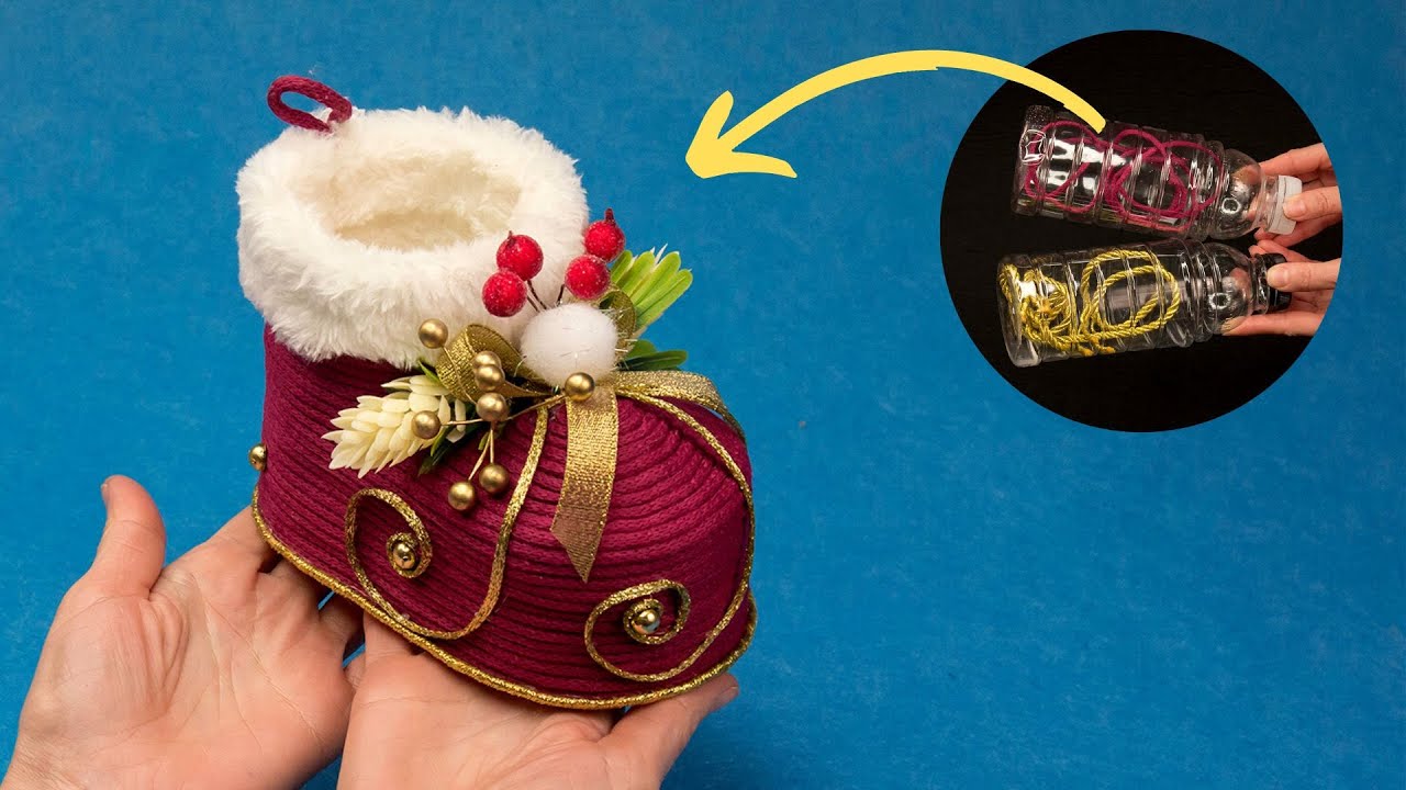 A great Santa boot out of a plastic bottle - a perfect handmade ...