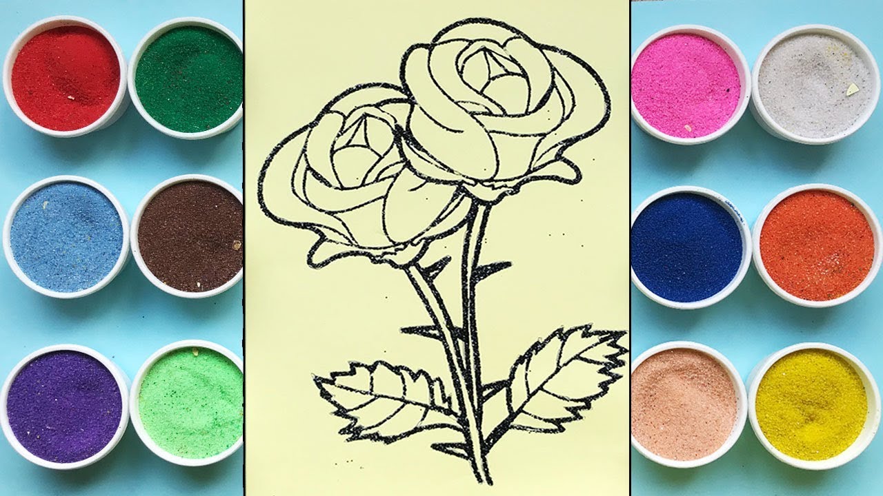 Rose sand painting toys / How to coloring rose / Learn colors / Sand ...
