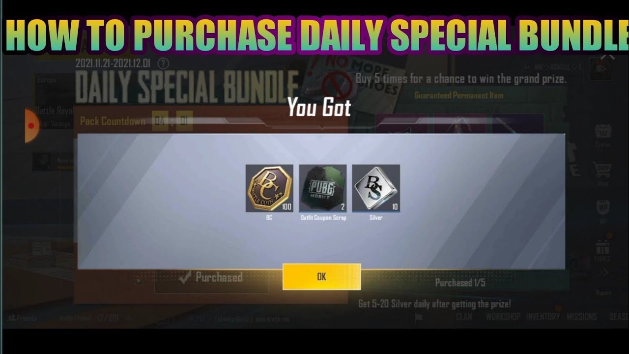 HOW TO PURCHASE PUBG MOBILE LITE DAILY SPECIAL BUNDLE - YouTube