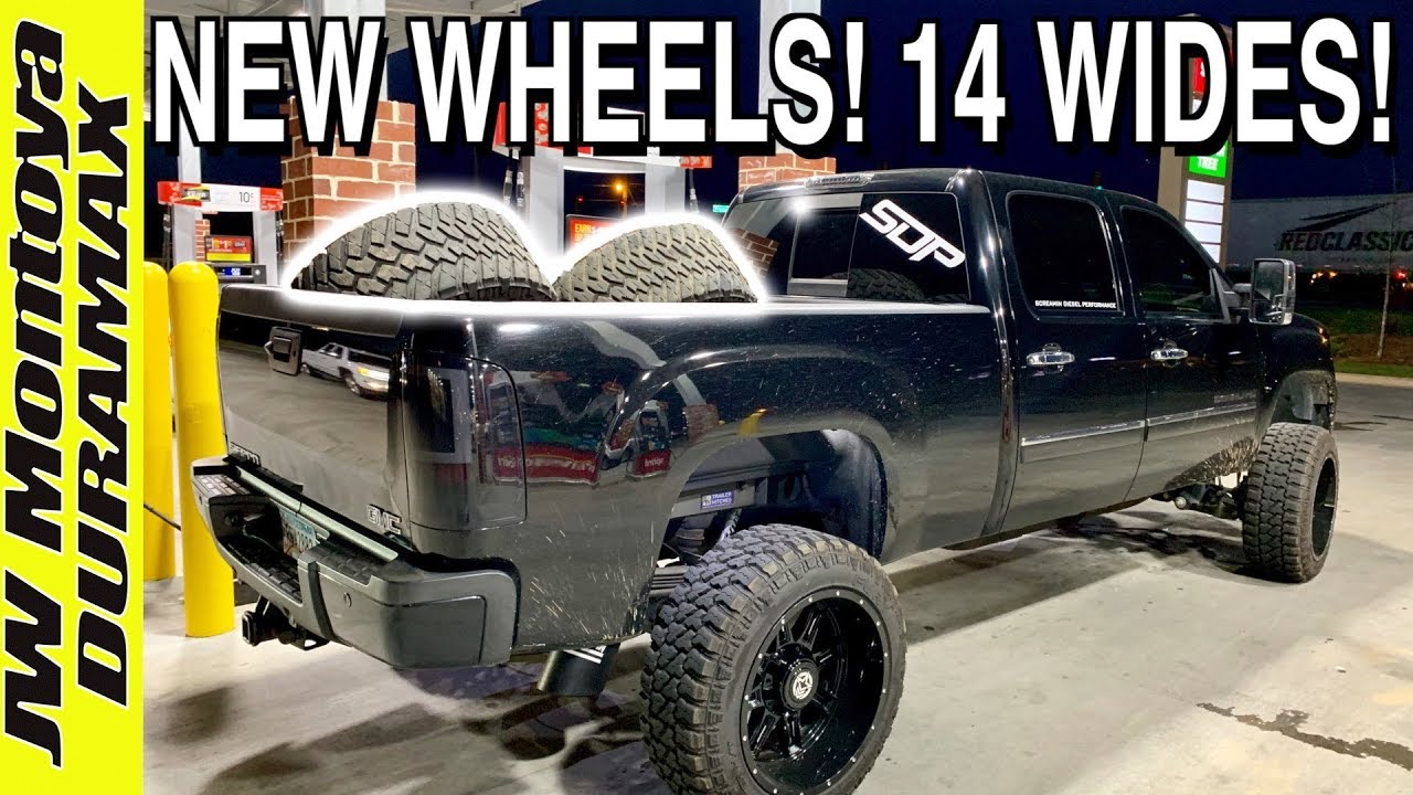 NASTY NEW 14 WIDE WHEELS FOR MY LIFTED DURAMAX! **TOO WIDE** - YouTube