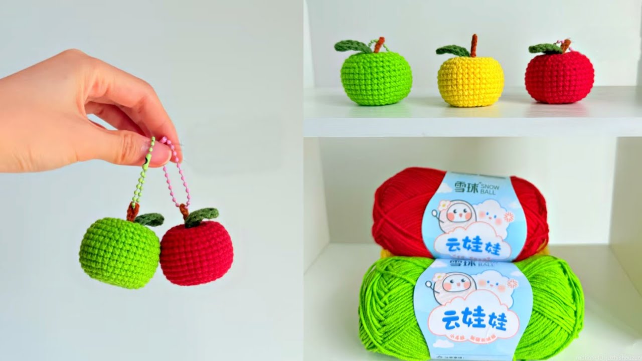 How to crochet apple | crochet for beginners |Crochet apple keychain ...