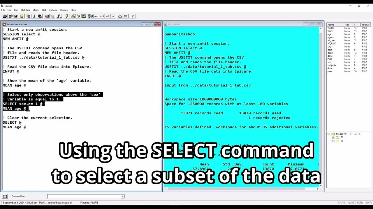 How to select a data subset in Epicure - YouTube