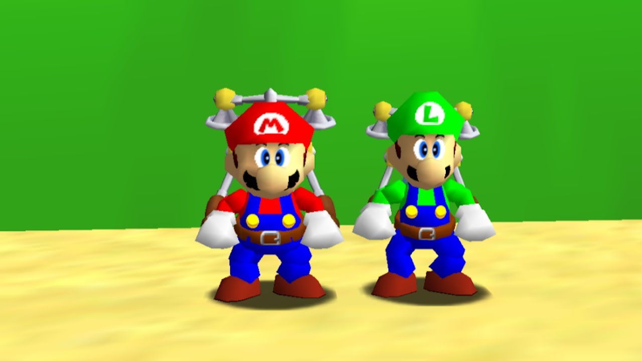 Mario and Luigi with Fludd in Super Mario 64 - Full Game Walkthrough ...