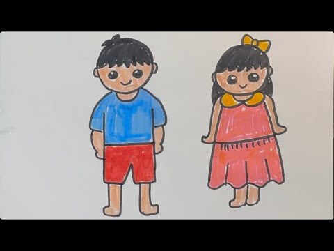 How to draw boy 👦 and girl 👧 with OH || drawing and colouring #tutorial ...