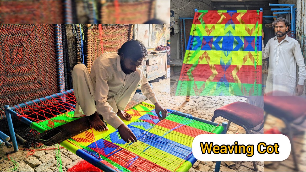 Amazing technique of Weaving a cot | Beautifully Designed Nylon Rope ...