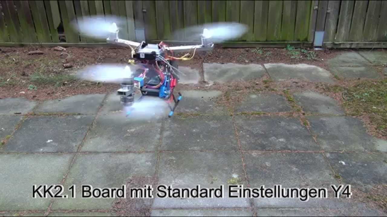 Y4 Copter mit KK Board und Heliframe - YouTube