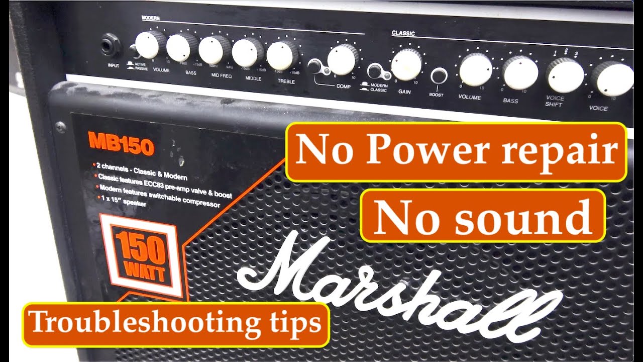 How to fix no power on MB150 MARSHALL Bass amp - YouTube