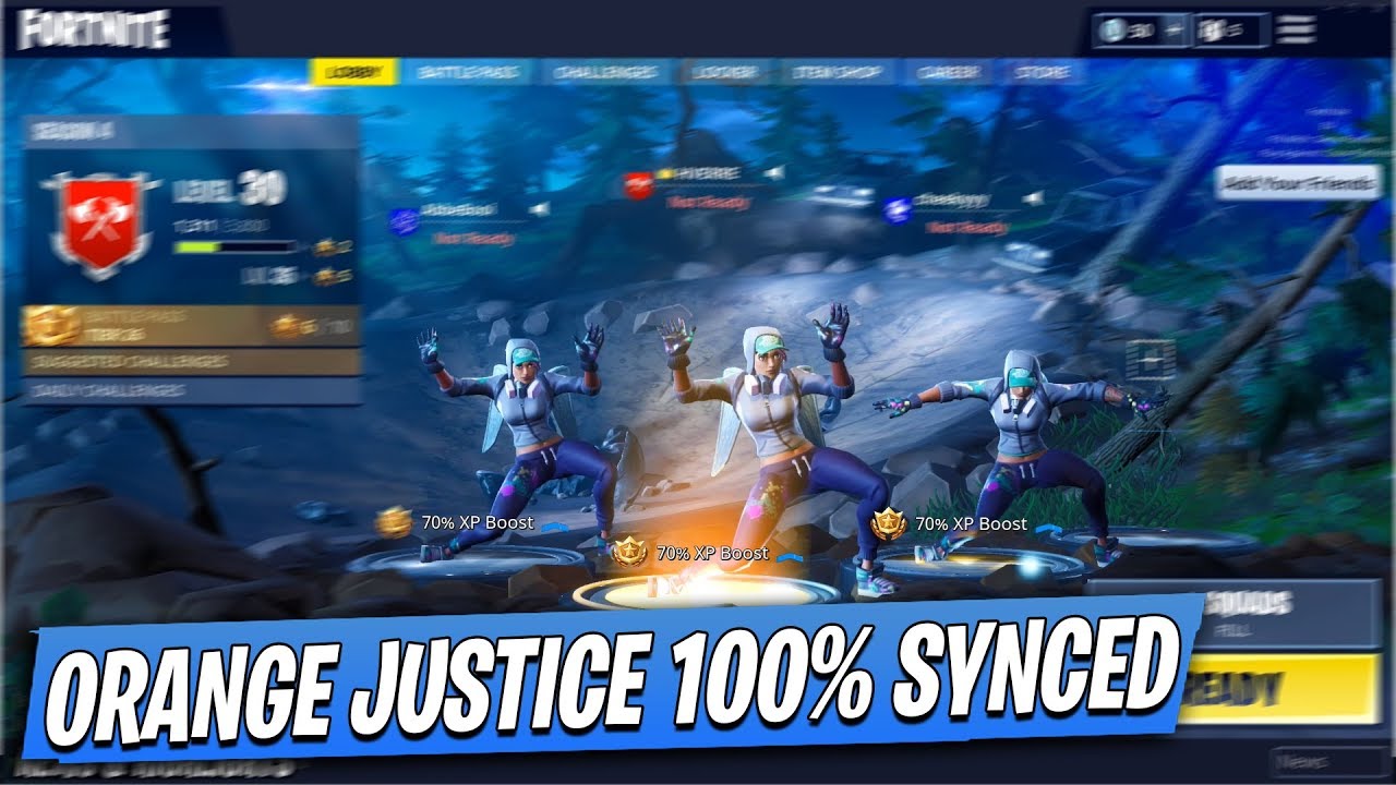 ORANGE JUSTICE 100% SYNCED EMOTE/DANCE FORTNITE - YouTube