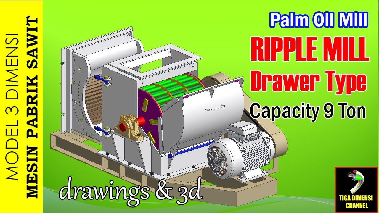 Model 3D RIPPLE MILL 9 Ton Drawer Type Mesin Pabrik Sawit - YouTube