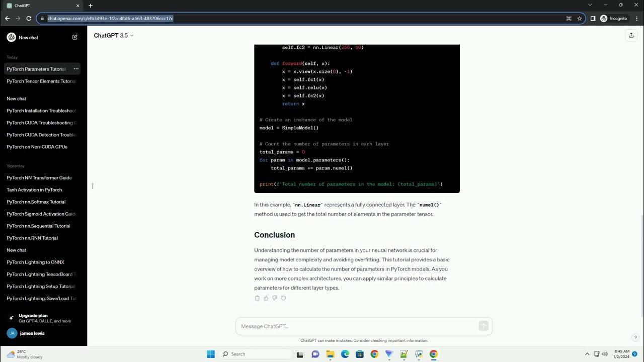 pytorch number of parameters - YouTube