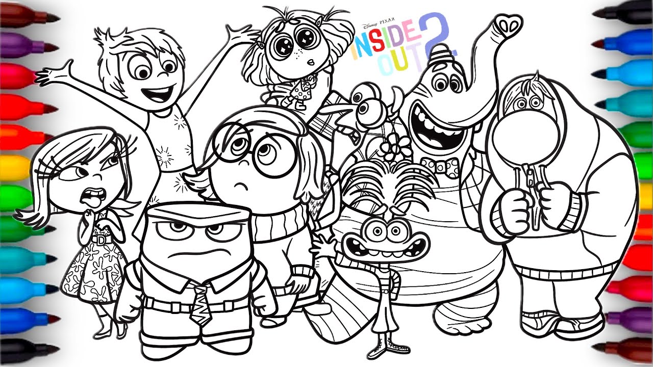 Inside Out 2 Coloring Pages | Sadness Bing bong Embarrassment Joy ...