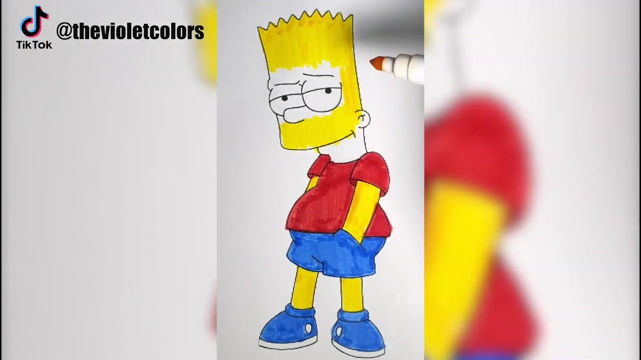 Oddly Satisfying: Colouring Bart Simpson | VIOLET COLOURS - YouTube