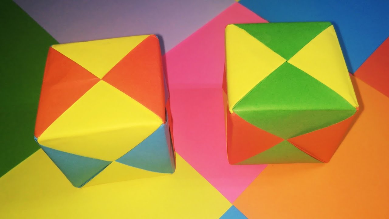 Multicolored paper cube 2 (Многоцветный бумажный куб 2) - YouTube